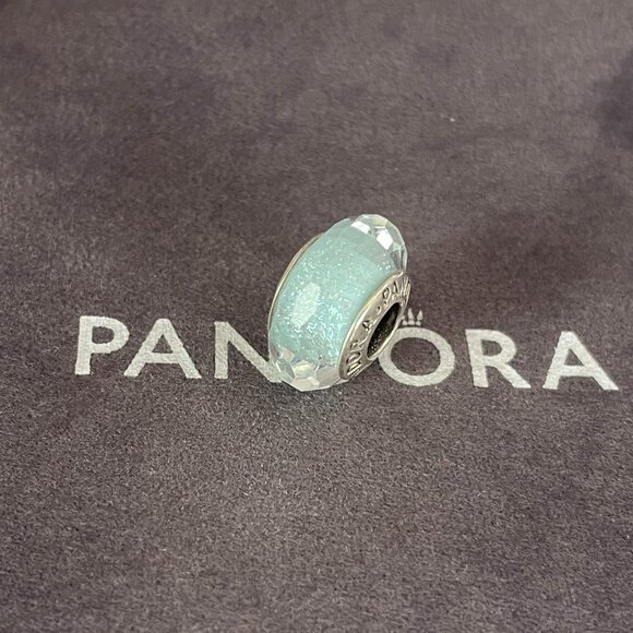 Pandora | Jewelry | Pandora Frosty Mint Shimmer Faceted Murano Glass ...